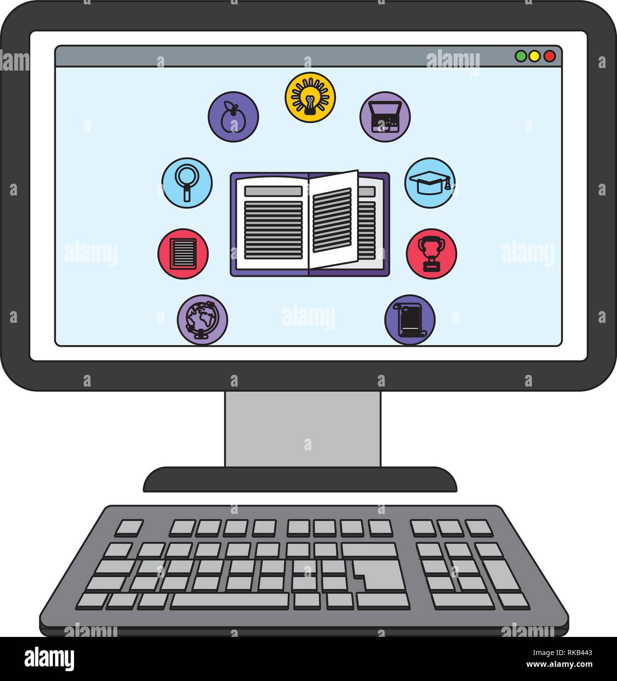 online education computer cartoon vector illustration graphic design ...