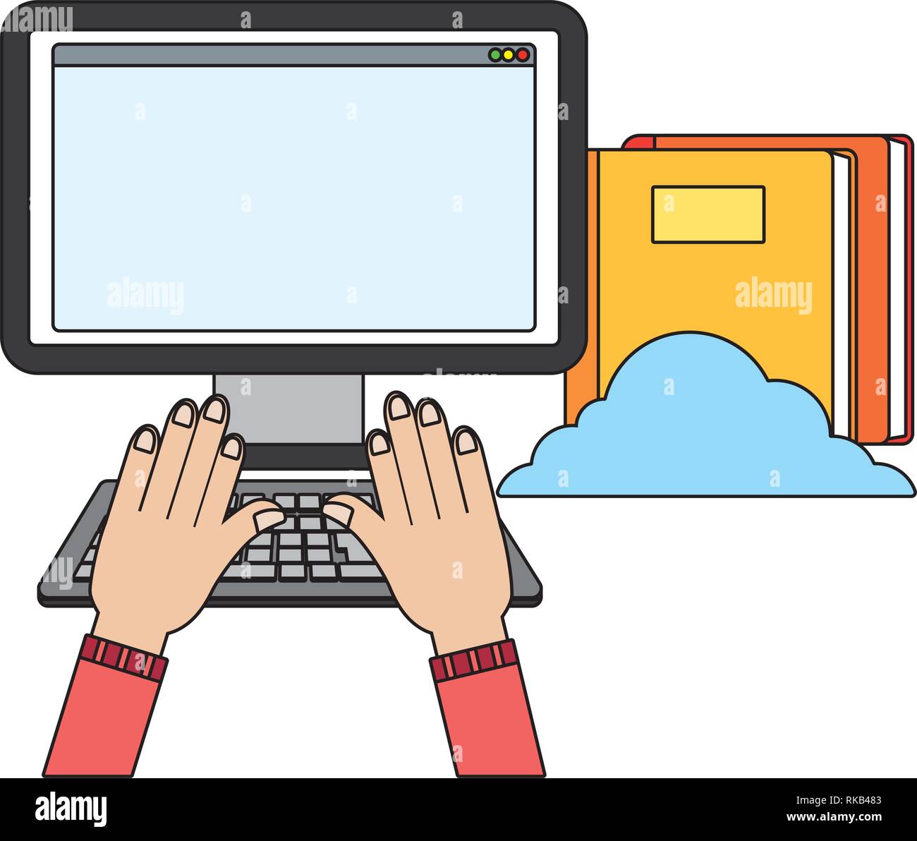 online education computer cartoon vector illustration graphic design ...