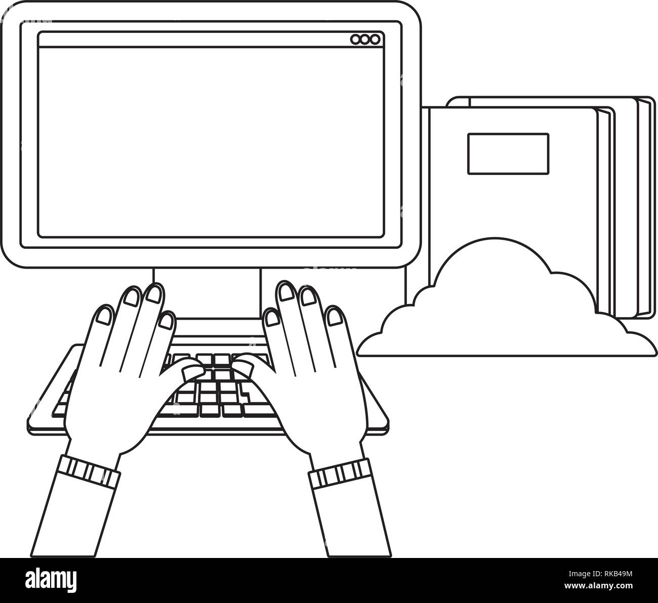 online education computer cartoon vector illustration graphic design ...