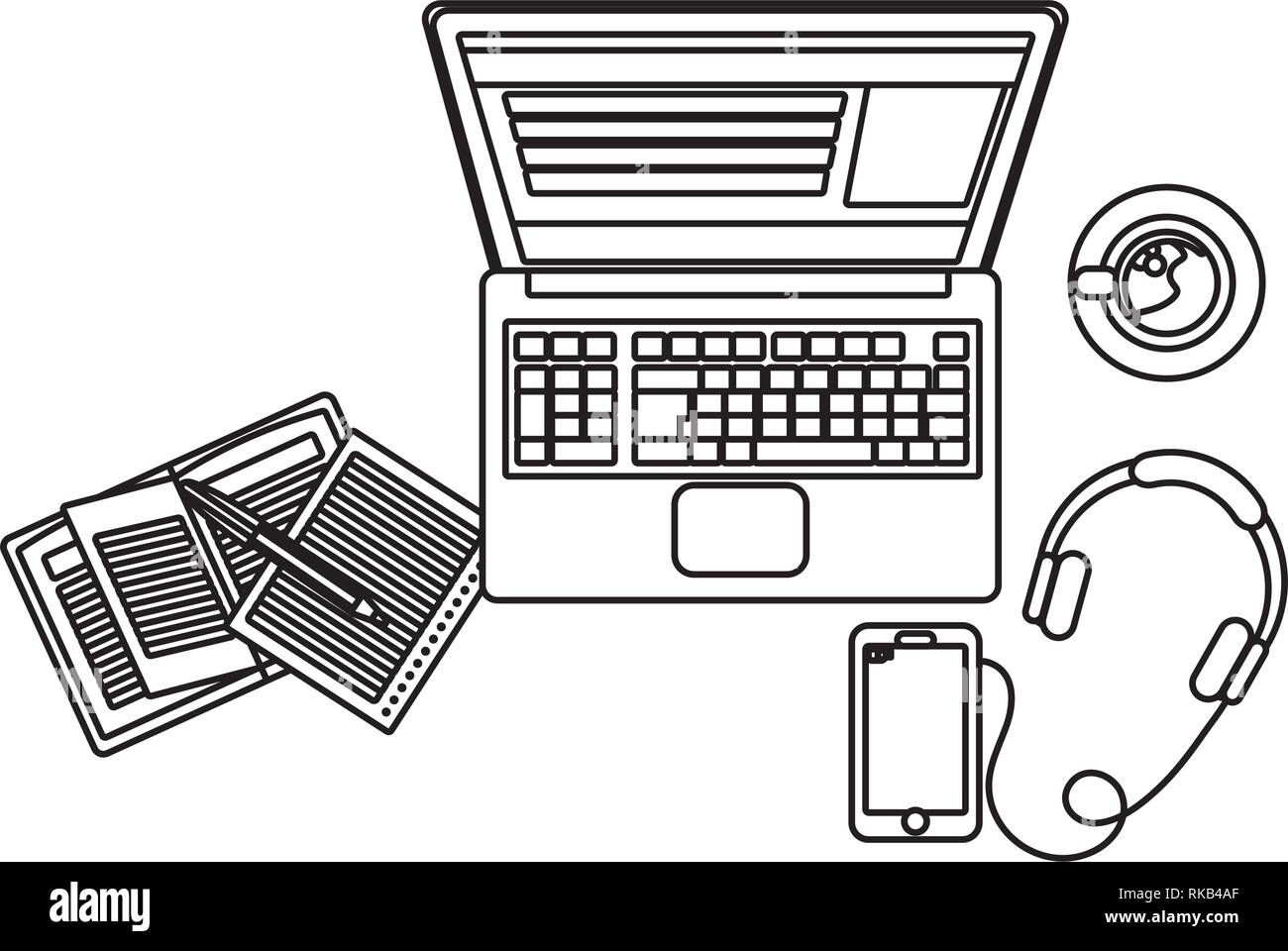 technology device laptop cartoon vector illustration graphic design ...