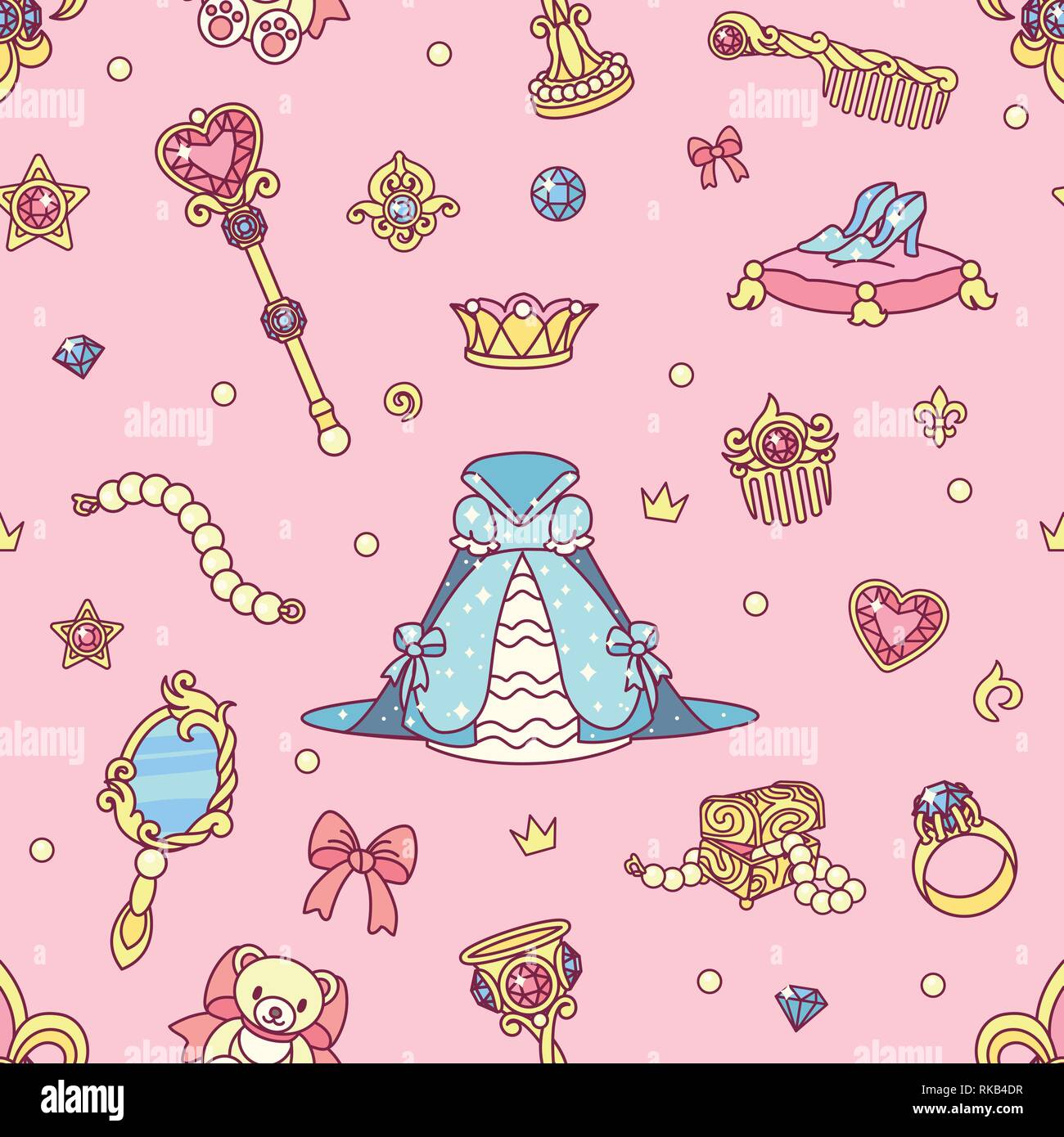 vector seamless pattern Little Princess paper art Stock Vector Image ...