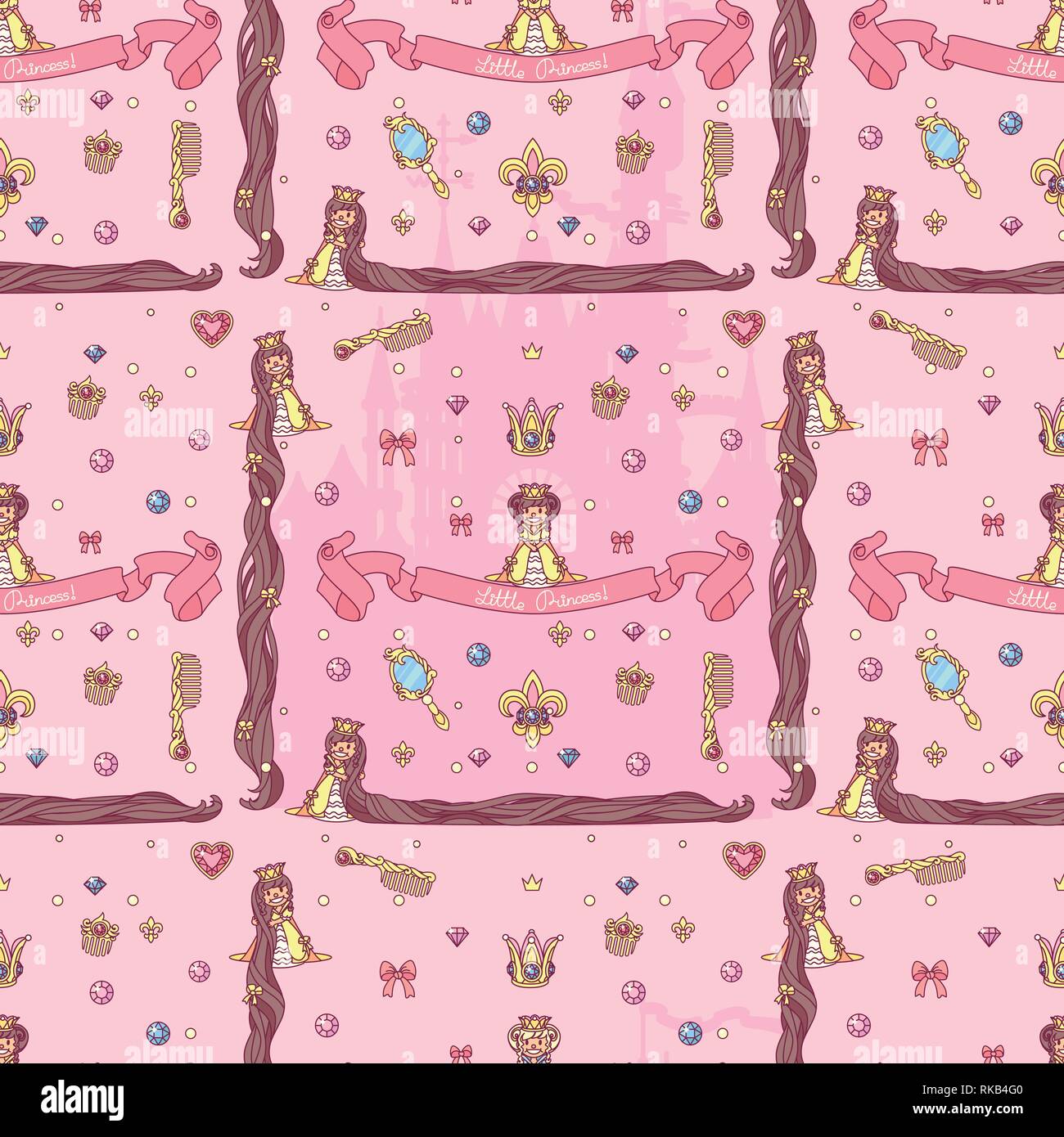 vector seamless pattern Little Princess paper art Stock Vector Image ...
