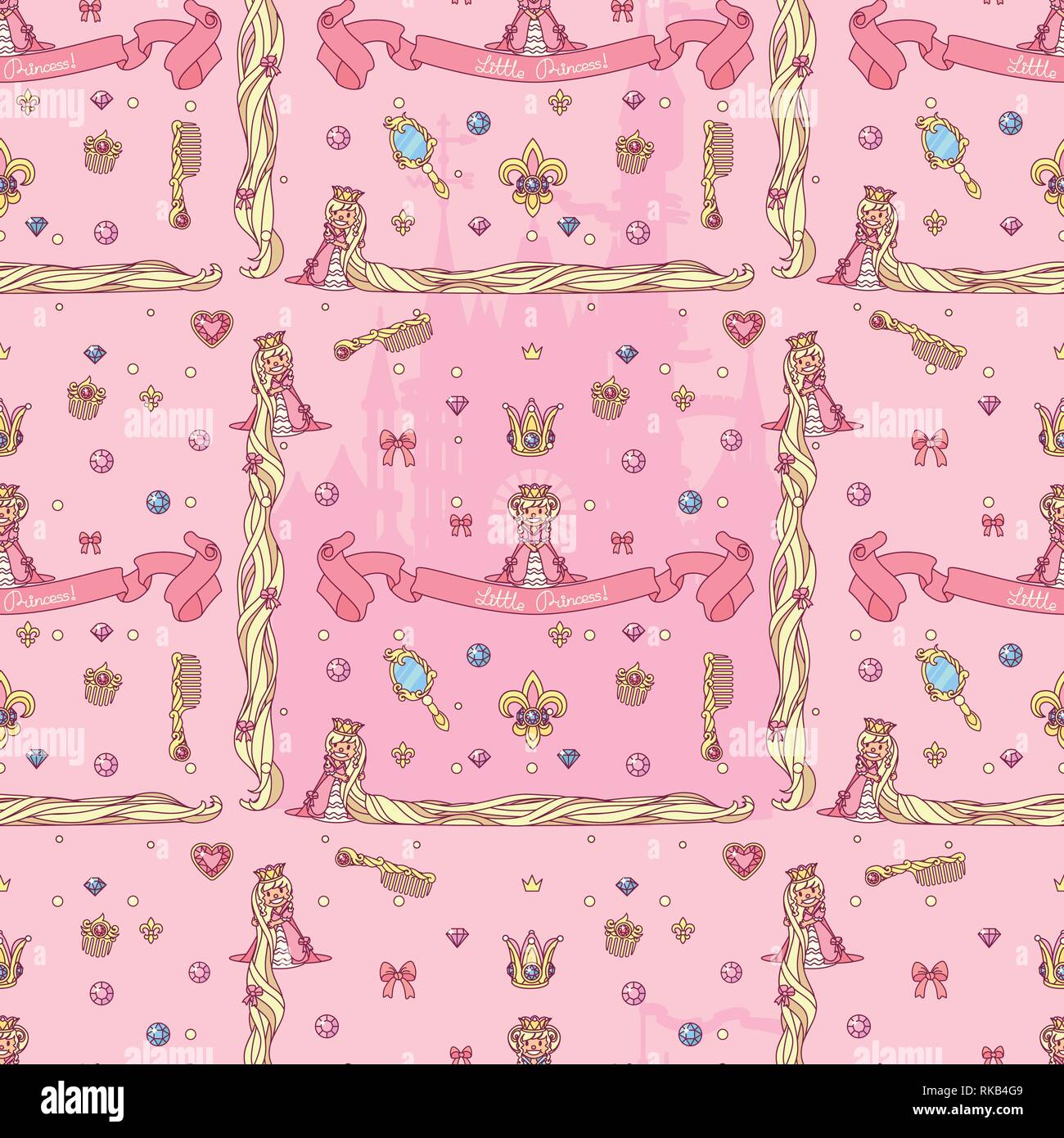 vector seamless pattern Little Princess paper art Stock Vector Image ...