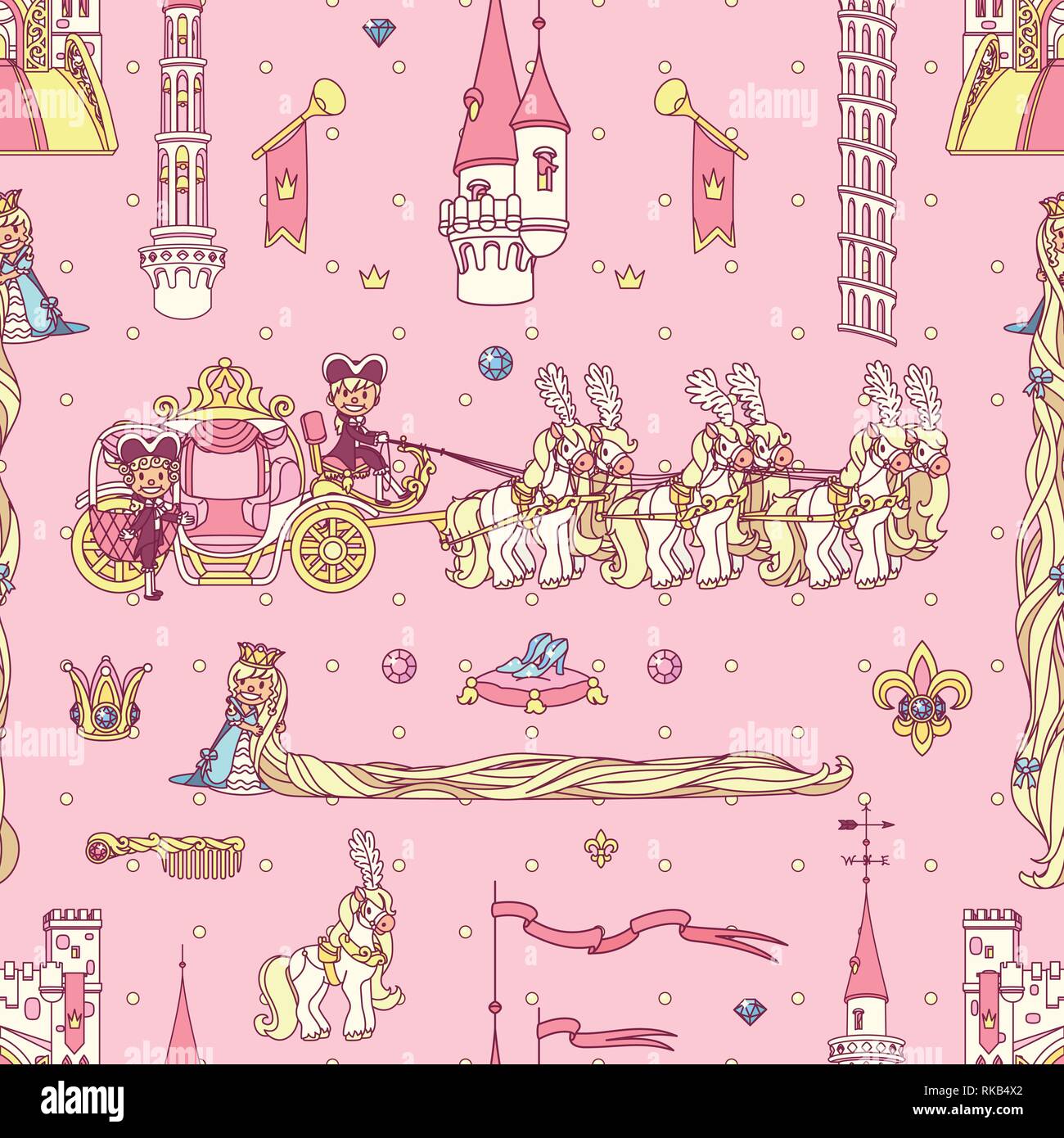 vector seamless pattern Little Princess paper art Stock Vector Image ...