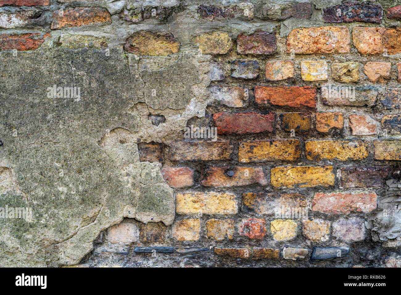Old rustic brick wall with bits of grey plaster - high quality texture ...