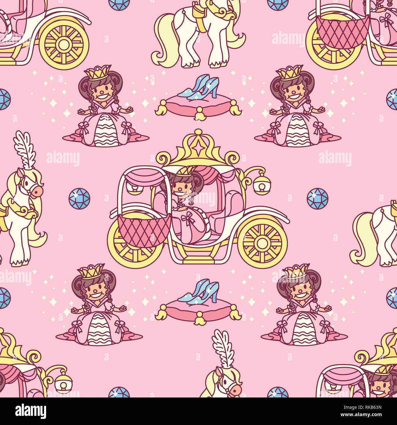 vector seamless pattern Little Princess paper art Stock Vector Image ...