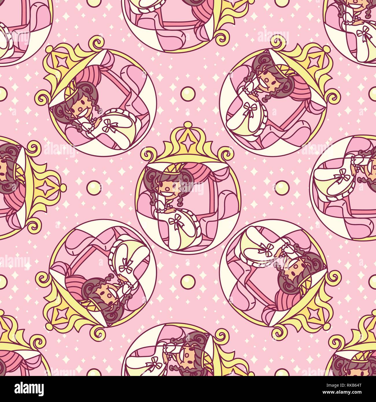 vector seamless pattern Little Princess paper art Stock Vector Image ...