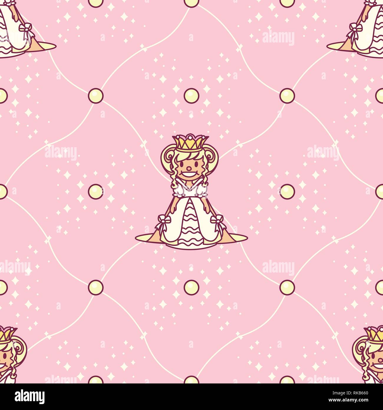 vector seamless pattern Little Princess paper art Stock Vector Image ...