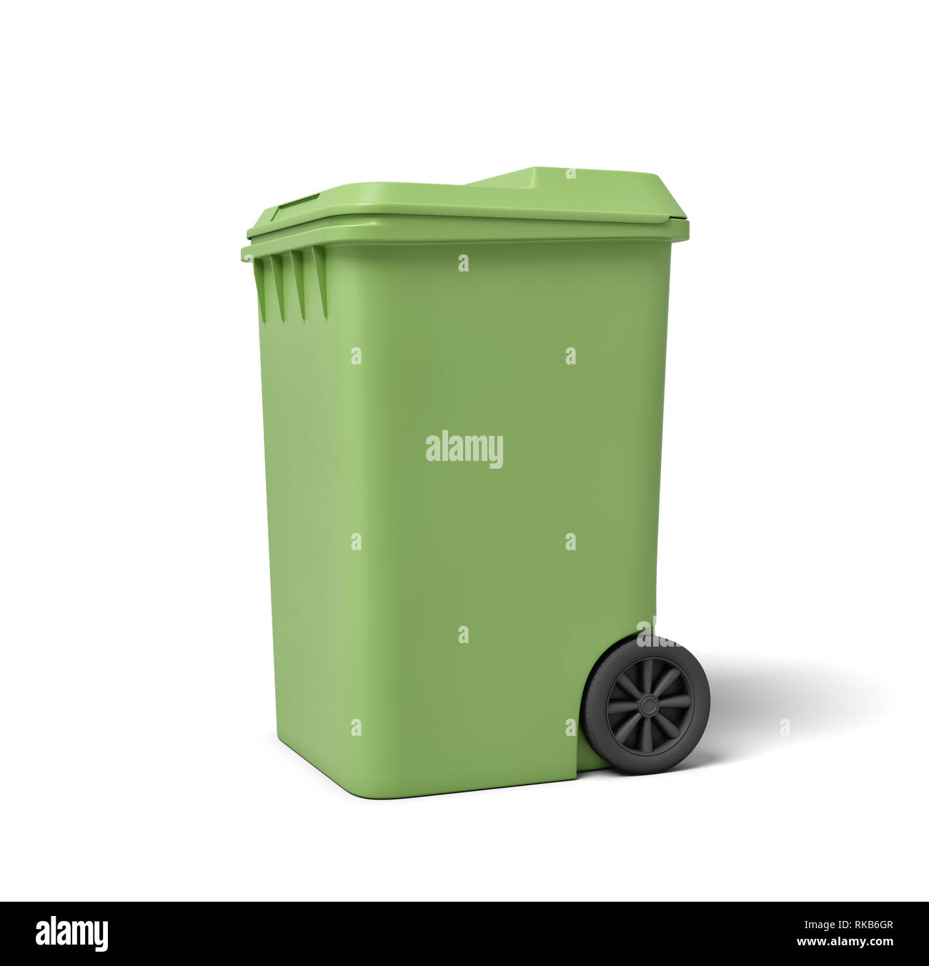 3d rendering of a light-green trash can isolated on white background ...