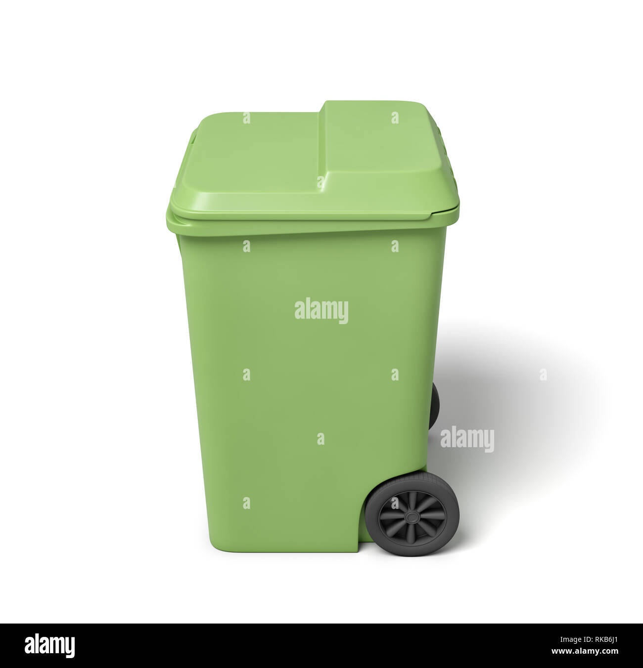 3d rendering of a light-green trash can isolated on white background ...