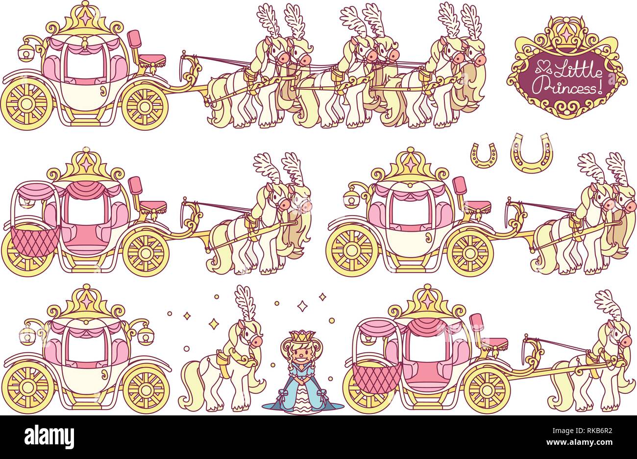 vector flat Cinderella carriage for little queen Stock Vector Image ...