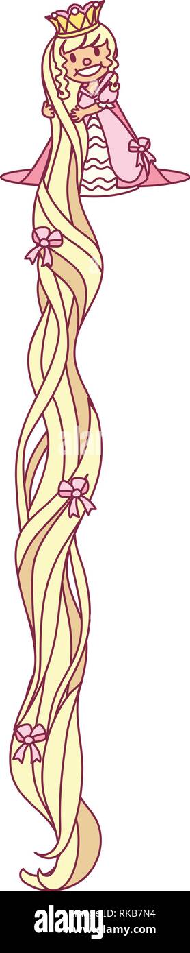 vector princess rapunzel in crown, little queen Stock Vector Image ...