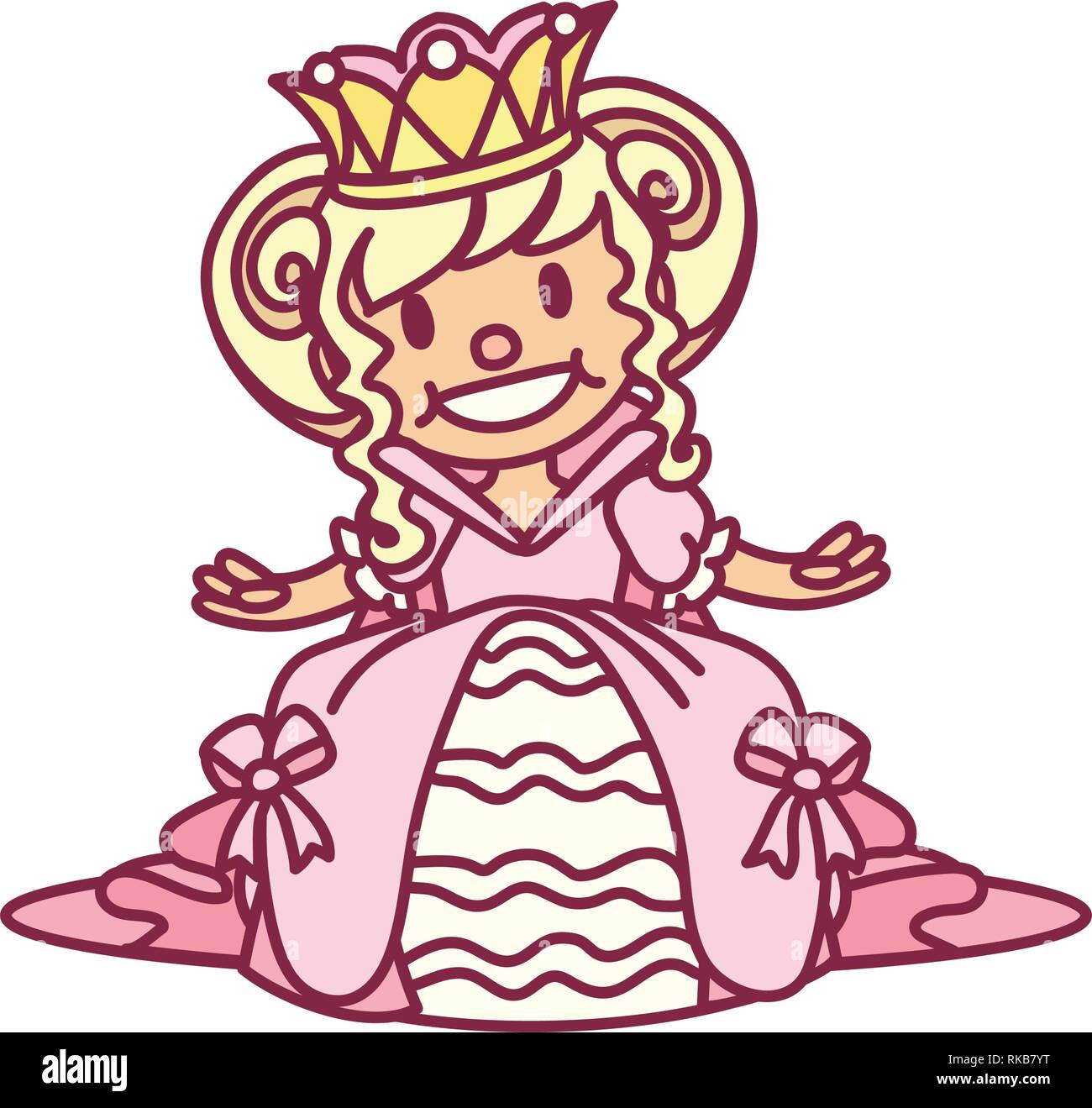 vector little princess girl, queen pop art pattern Stock Vector Image ...