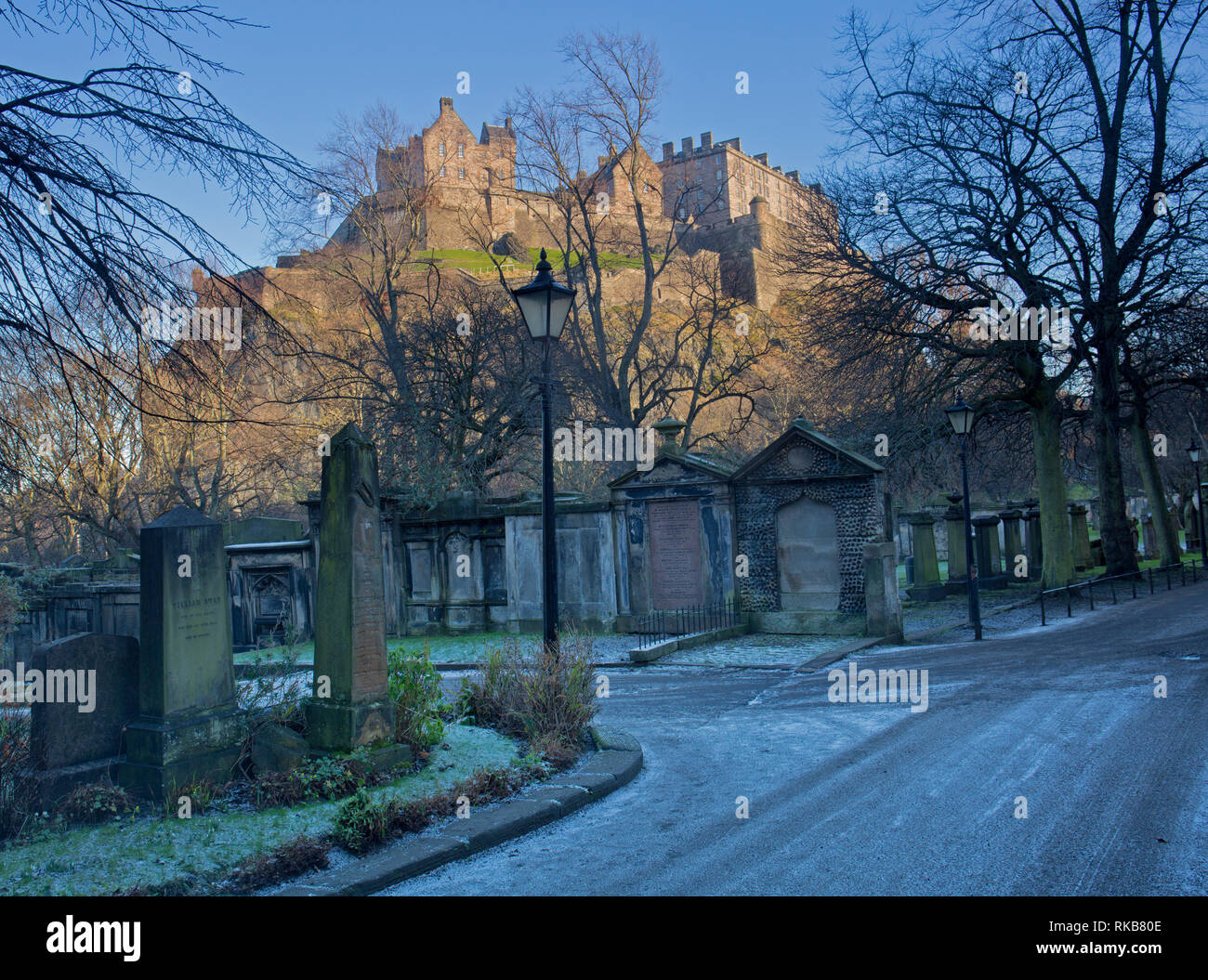 Edinburgh Castle and St Cuthbert's graveyard, Edinburgh, Scotland Stock ...
