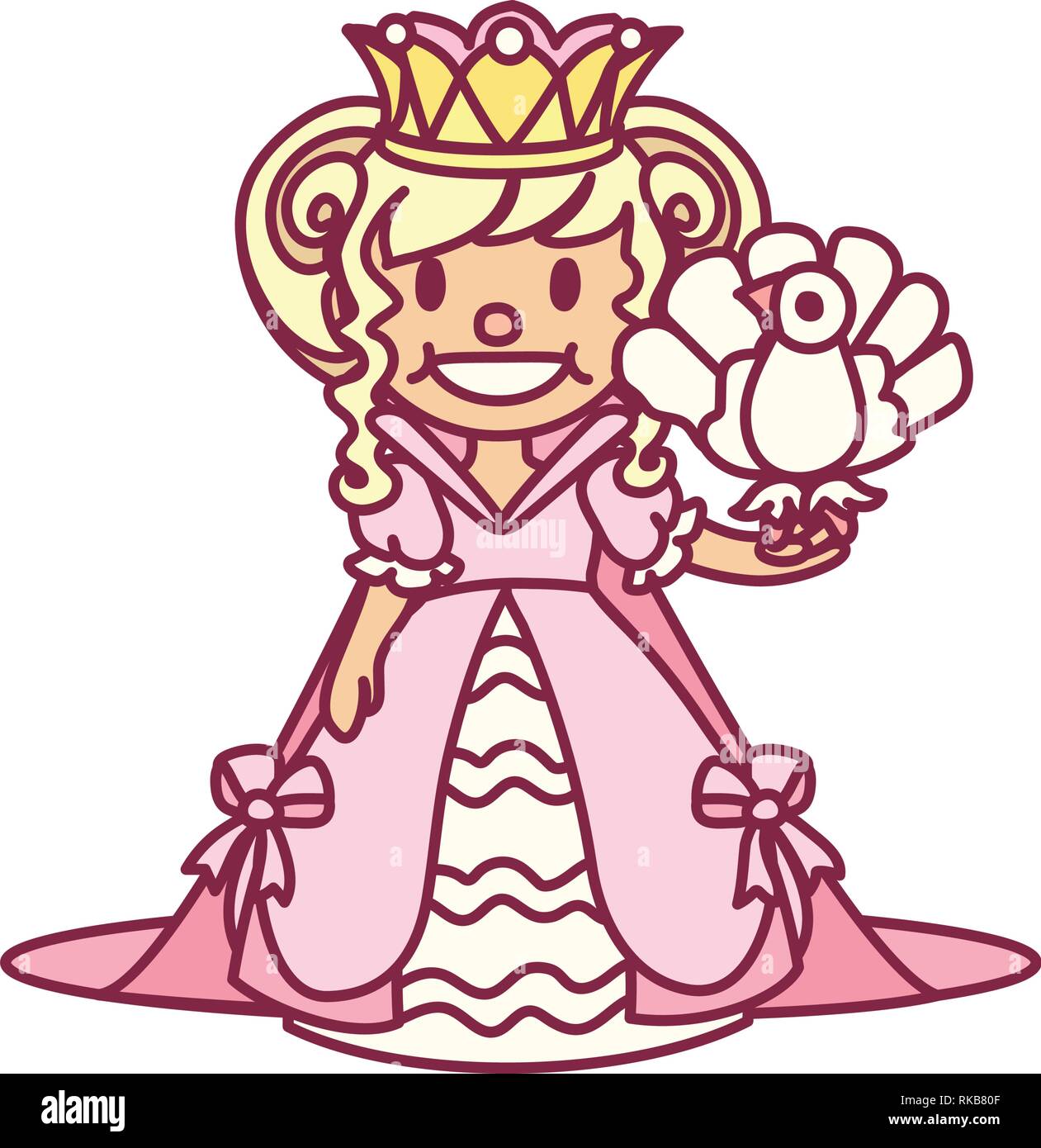 vector little princess girl, queen pop art pattern Stock Vector Image ...