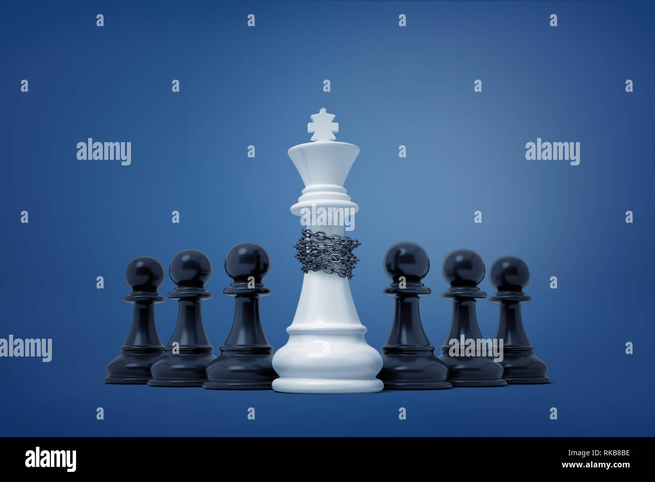 3d rendering of a group of black pawns which have taken captive and ...
