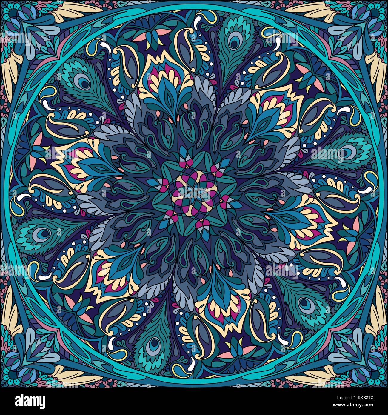 vector seamless mandala Stock Vector Image & Art - Alamy