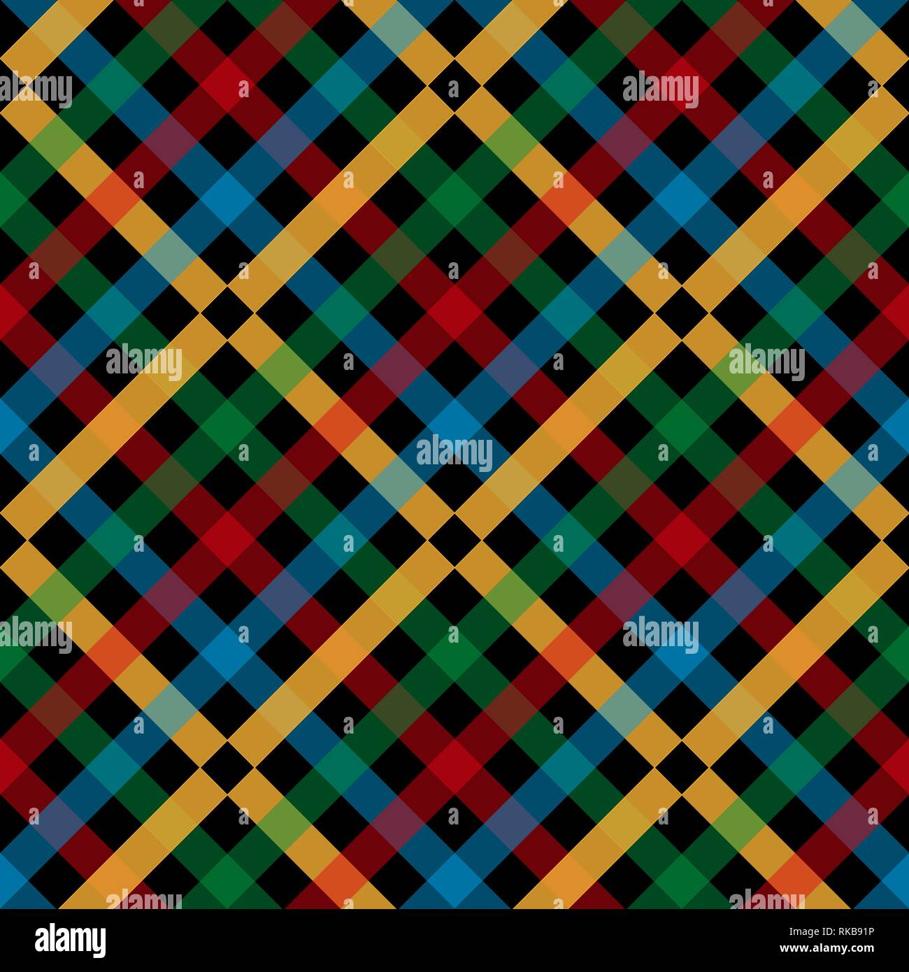 Colorful plaid tartan on black background. vector illustration Stock ...