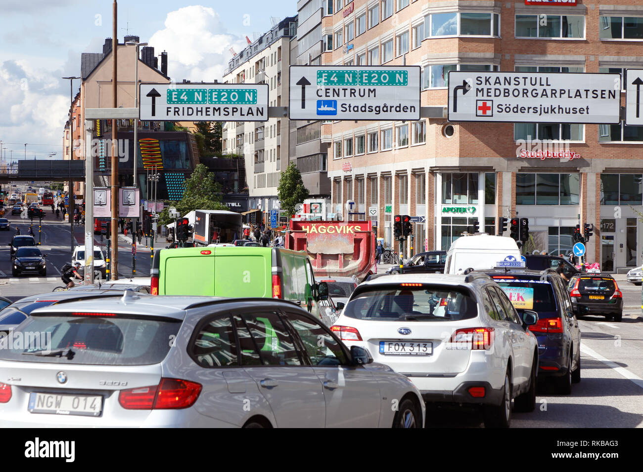 Stockholm, Sweden - June 22, 2015: Traffic at the intersection at ...