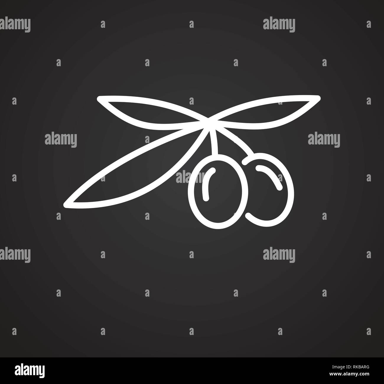 Olive line icon on black background for graphic and web design, Modern ...