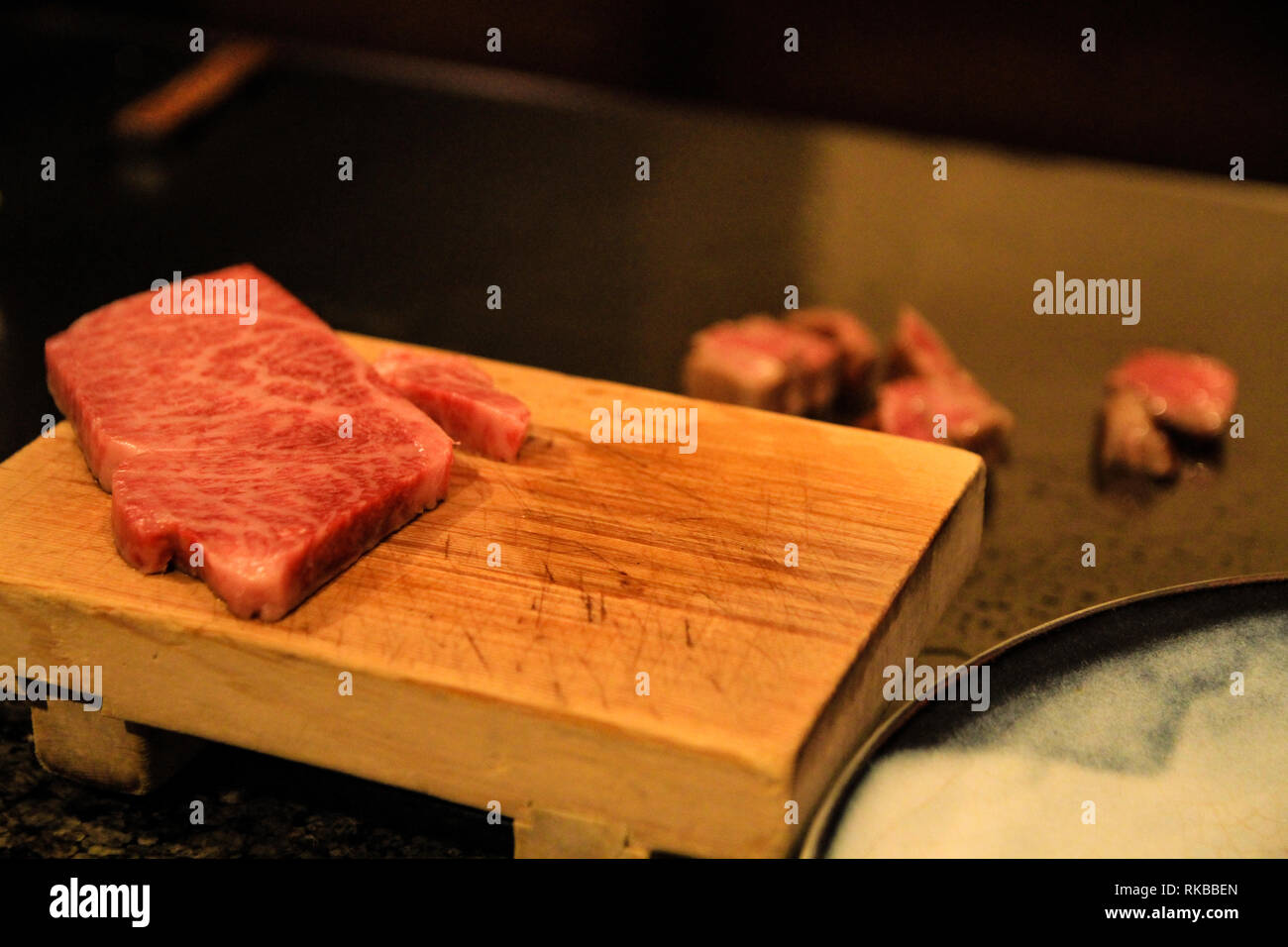 Filet of Kobe beef, prepared at an original Yakiniku restaurant at Kobe ...