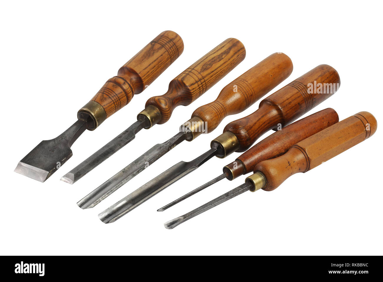 Set of wood chisel for carving wood, sculpture tools on white ...