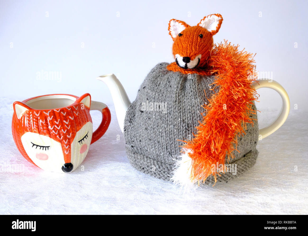 Handknitted tea cosy in the shape of a Fox Stock Photo - Alamy