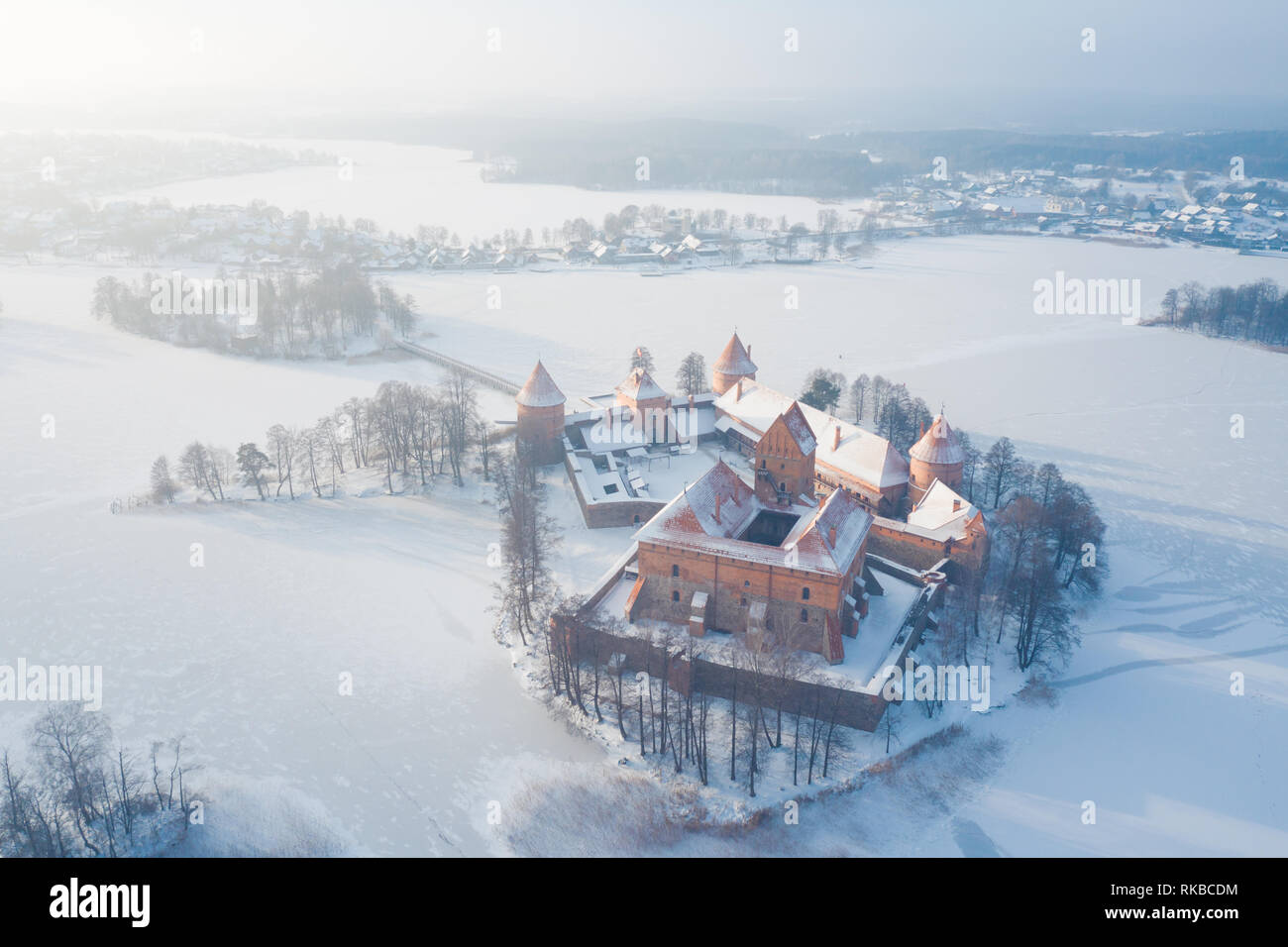 Winter castle in lake island, Trakai, Lithuania Stock Photo - Alamy