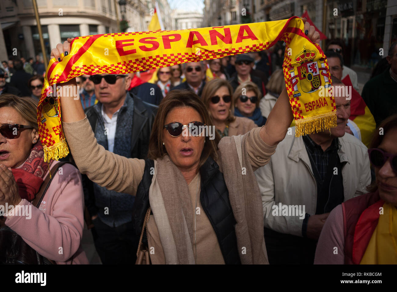 A supporter of the unite between Spain and Catalonia called by right ...