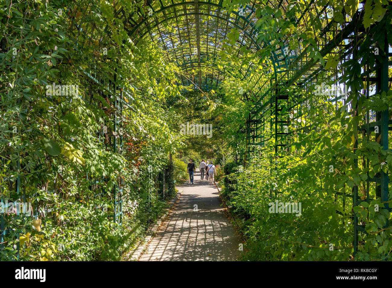 People walking along Promenade Plantée a mid-19th century viaduct ...