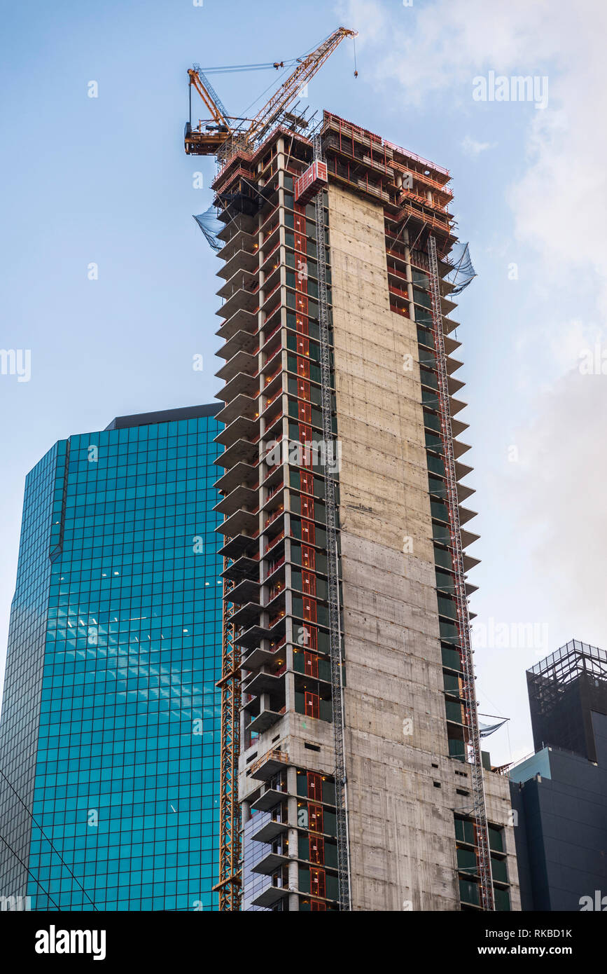 Construction of a modern skyscraper in Manhattan in New York City, USA ...