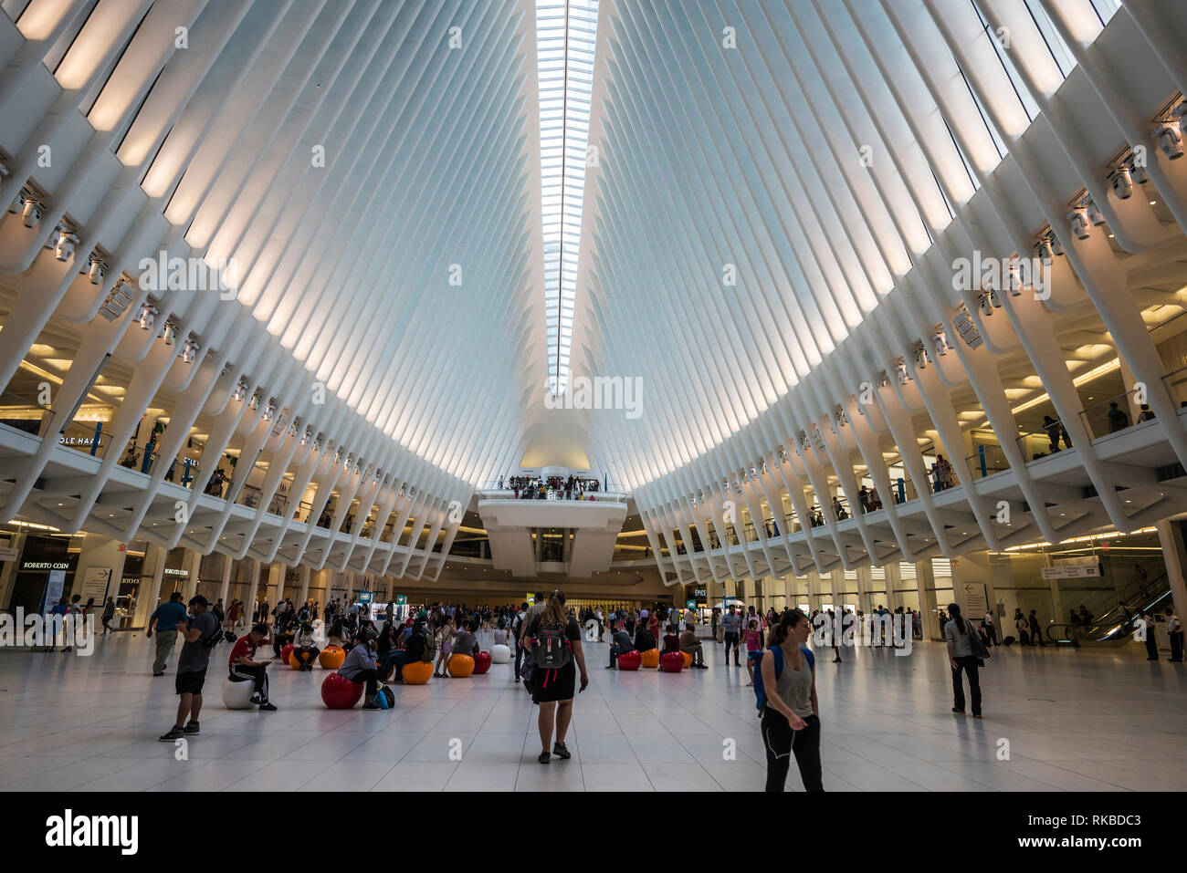 New York City, USA - July 27, 2018: Interior of the World Trade Center ...