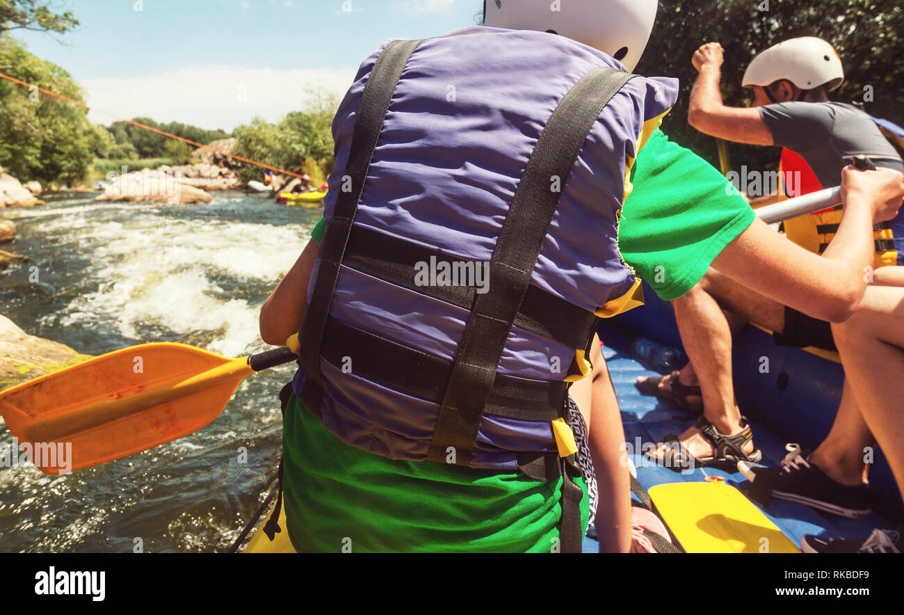 Rafting team , summer extreme water sport Stock Photo - Alamy