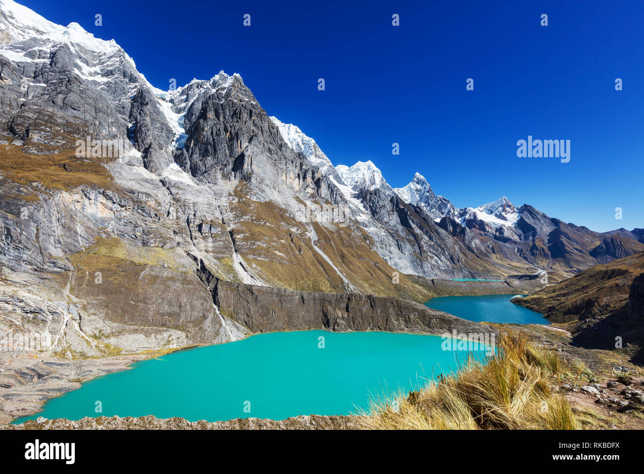 The three lagoons at the Cordillera Huayhuash, Peru Stock Photo - Alamy