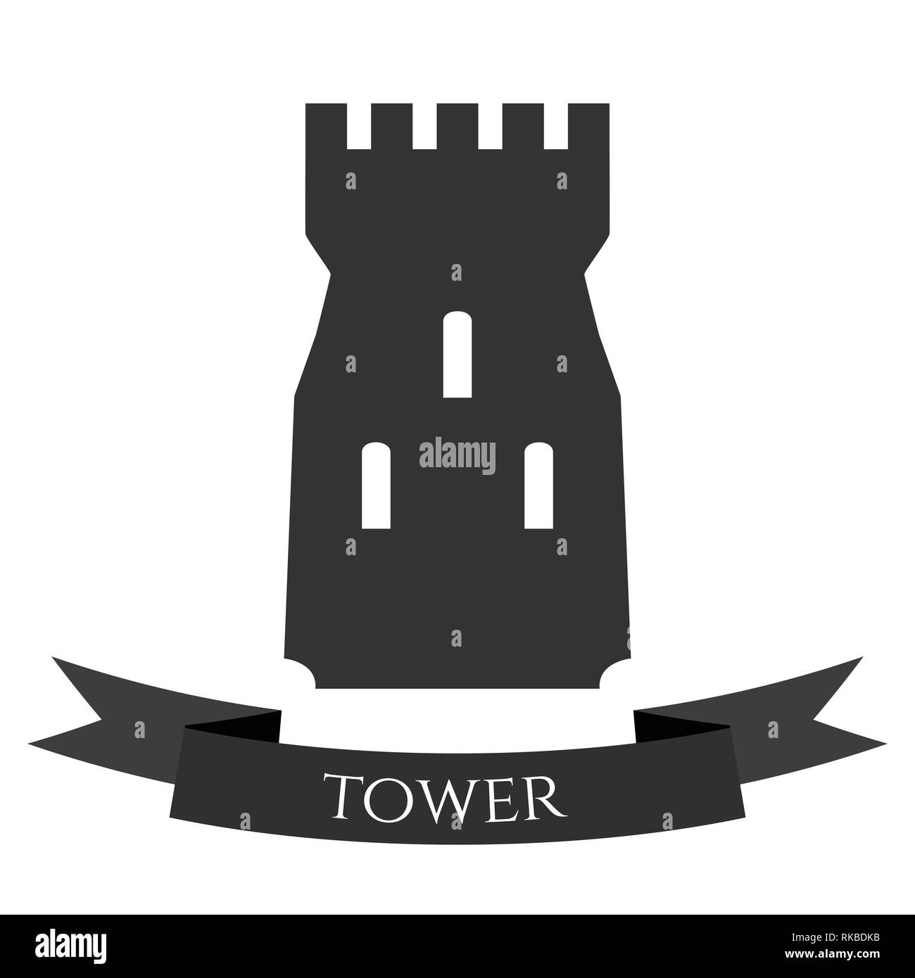 Vector tower symbol. Castle icon isolated on white Stock Vector Image ...