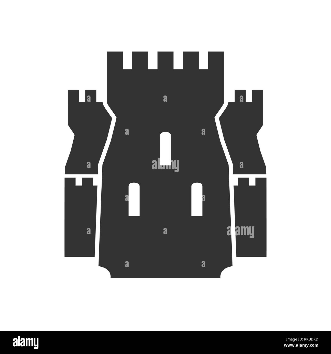 Vector castle symbol. Fortress icon isolated on white background Stock ...