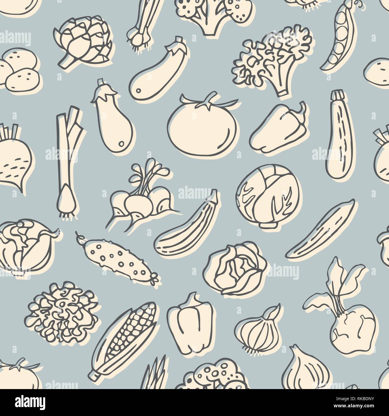 Seamless pattern with hand drawn vegetables. Perfect organic food ...