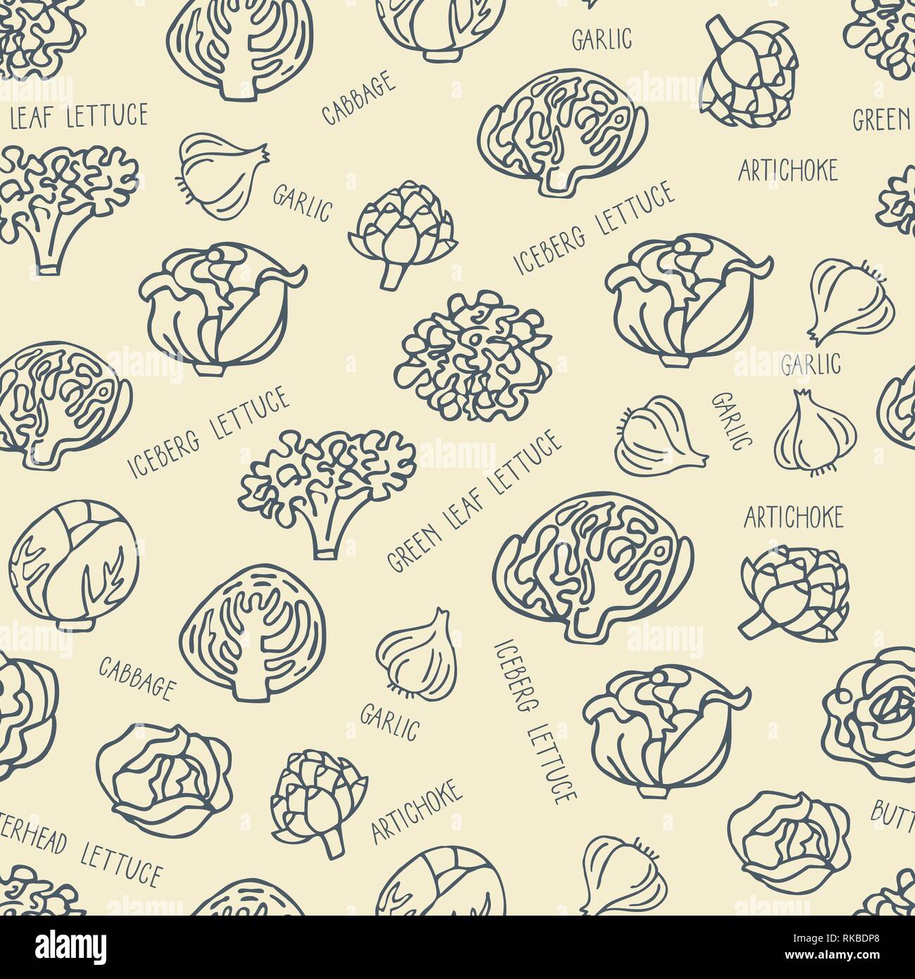 Seamless pattern with hand drawn vegetables. Perfect organic food ...