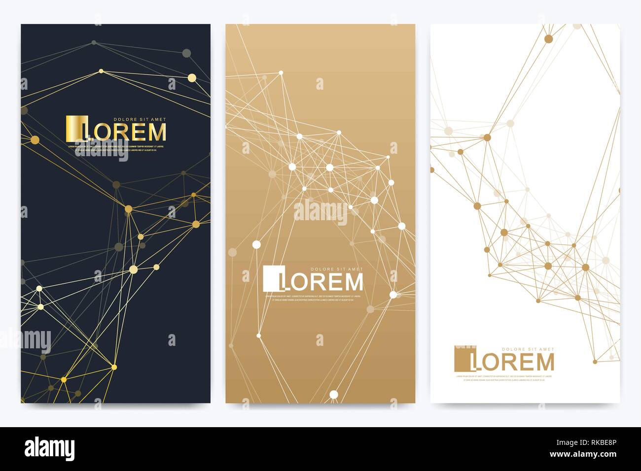 Modern set of vector flyers. Molecule and communication background ...