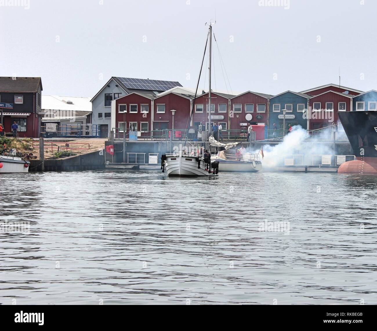 burning ship helgoland Stock Photo - Alamy