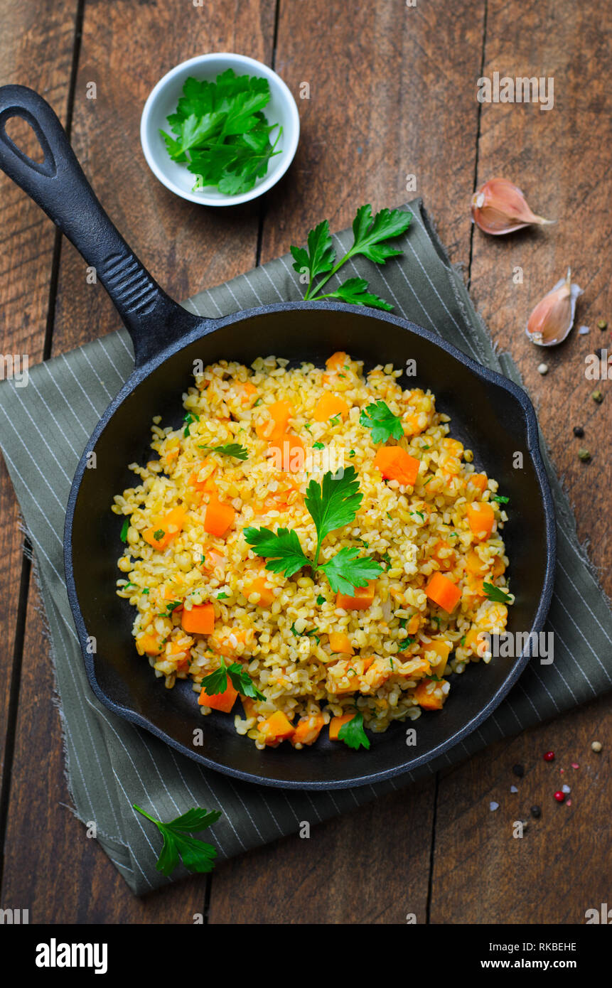 Bulgur with Pumpkin, Healthy Homemade Dinner, Vegetarian Food Stock ...
