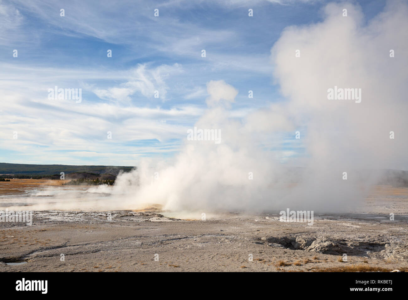 Geyser eruption in the Yellowstone national park, USA Stock Photo - Alamy