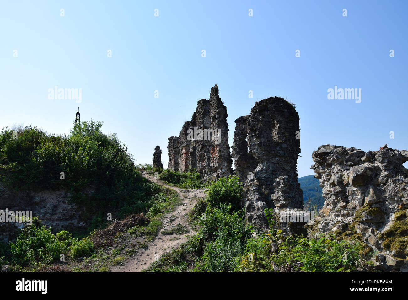 Ruin of old castle in Khust city. Landscape, Zakarpattia Oblast ...
