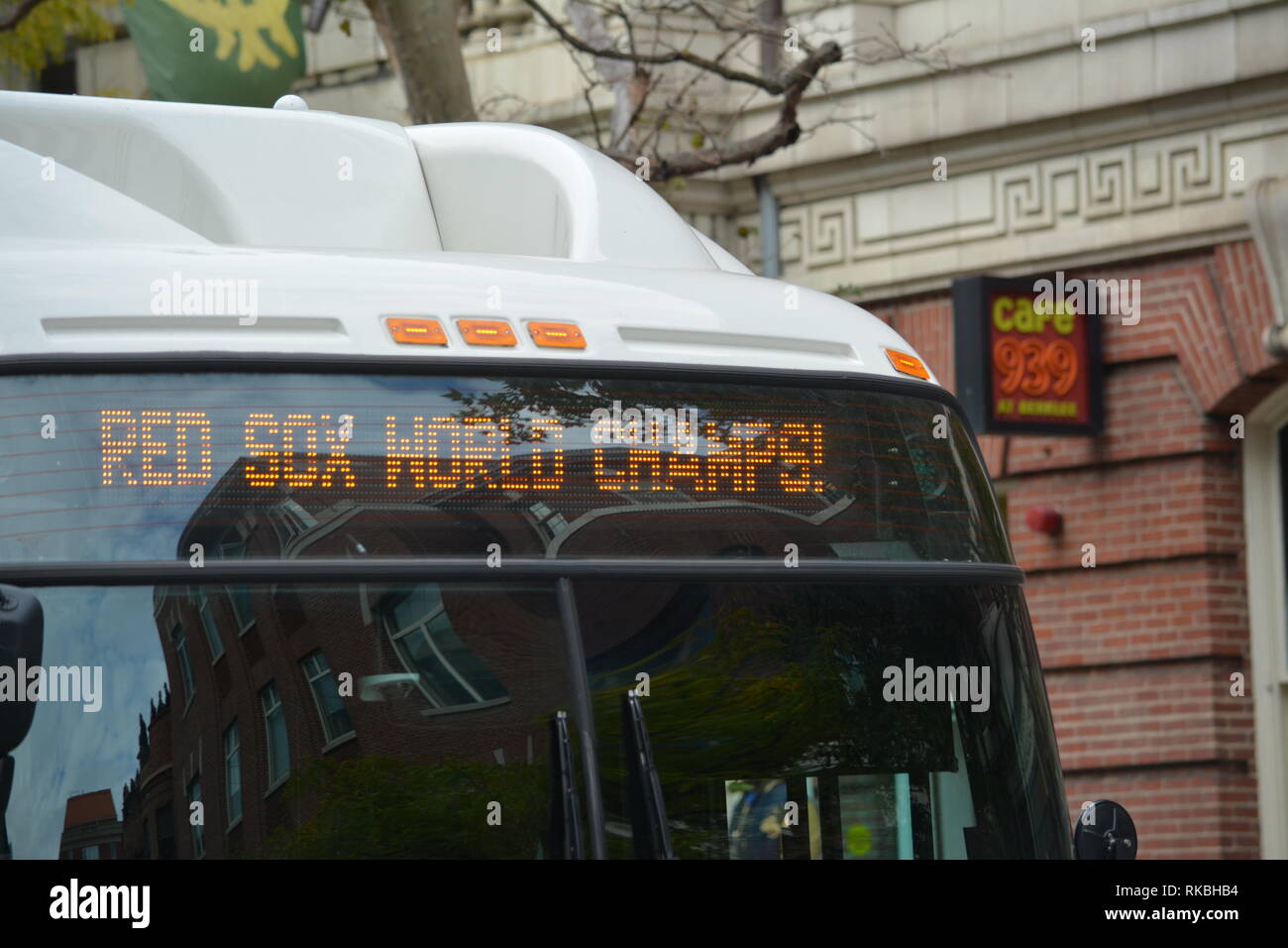 MBTA Buses celebrating the 2018 Red Sox World Series Championships at ...