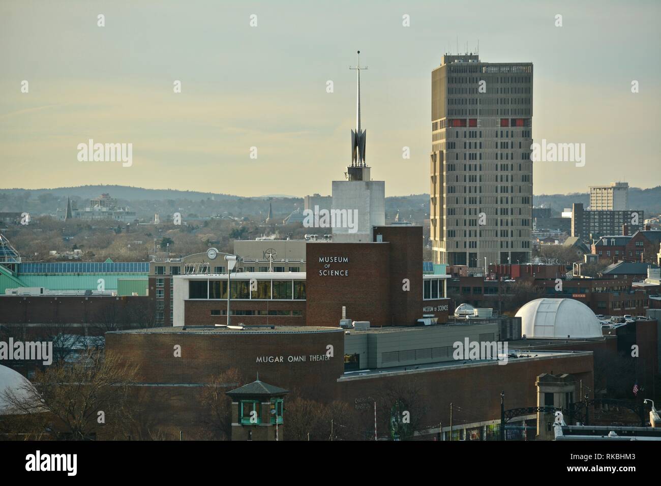 The Boston skyline as seen from a private residential observation deck ...