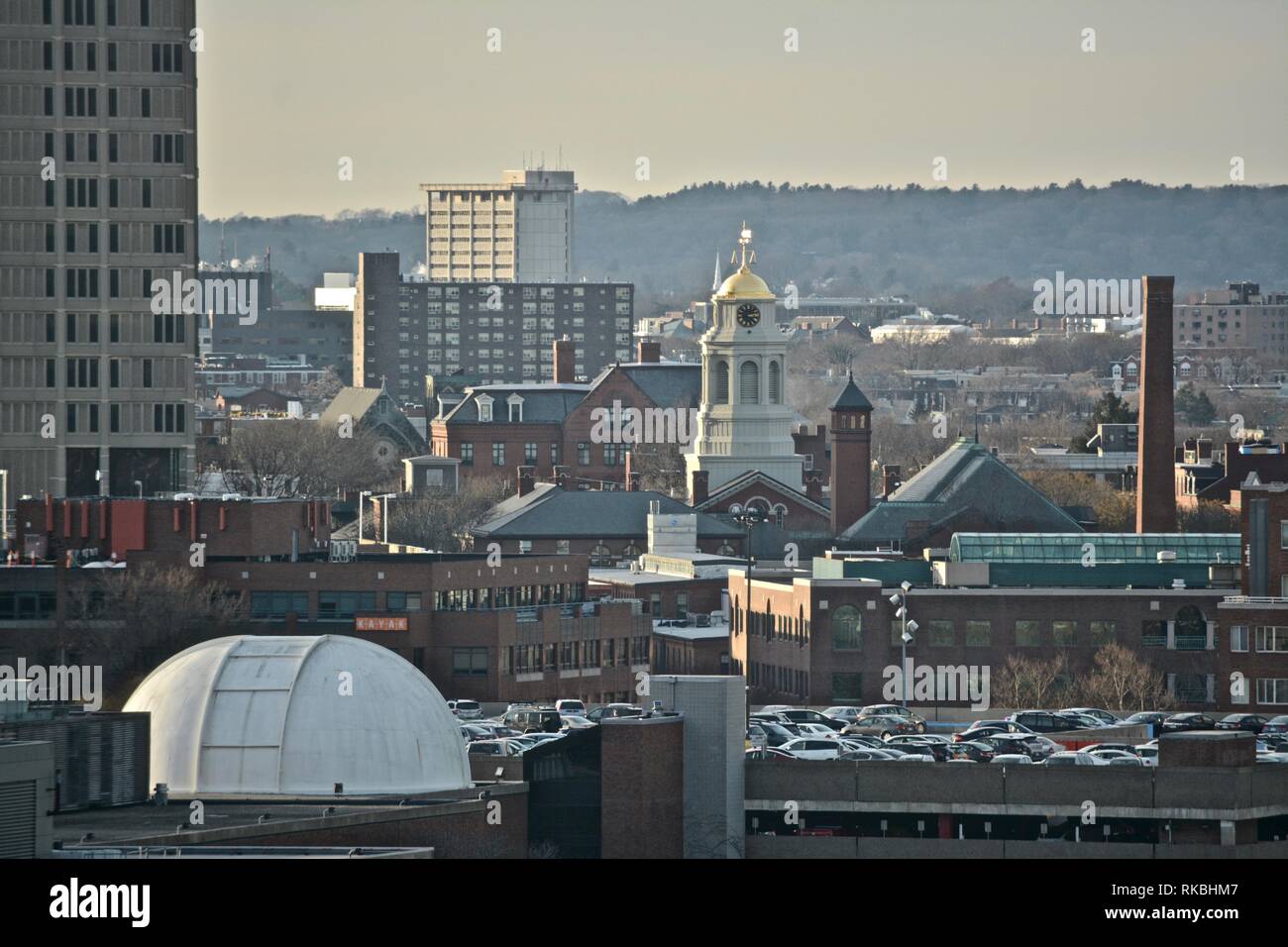 The Boston skyline as seen from a private residential observation deck ...
