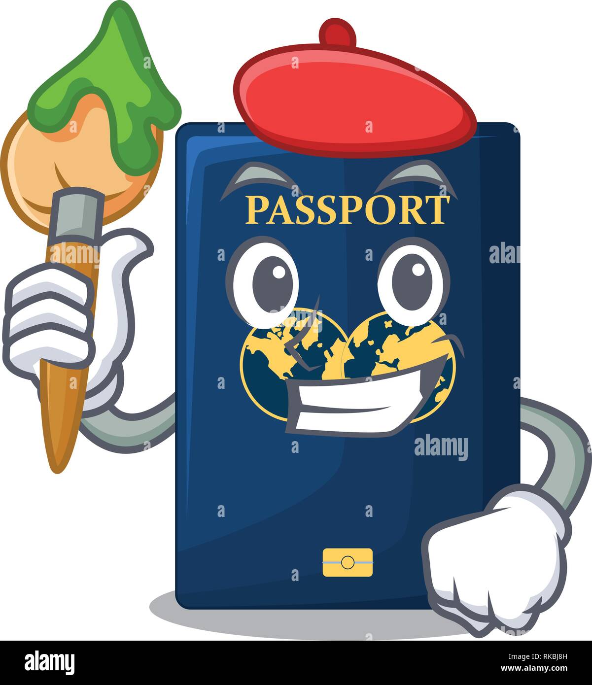 Artist blue passport in the cartoon form vcetor illustration Stock ...