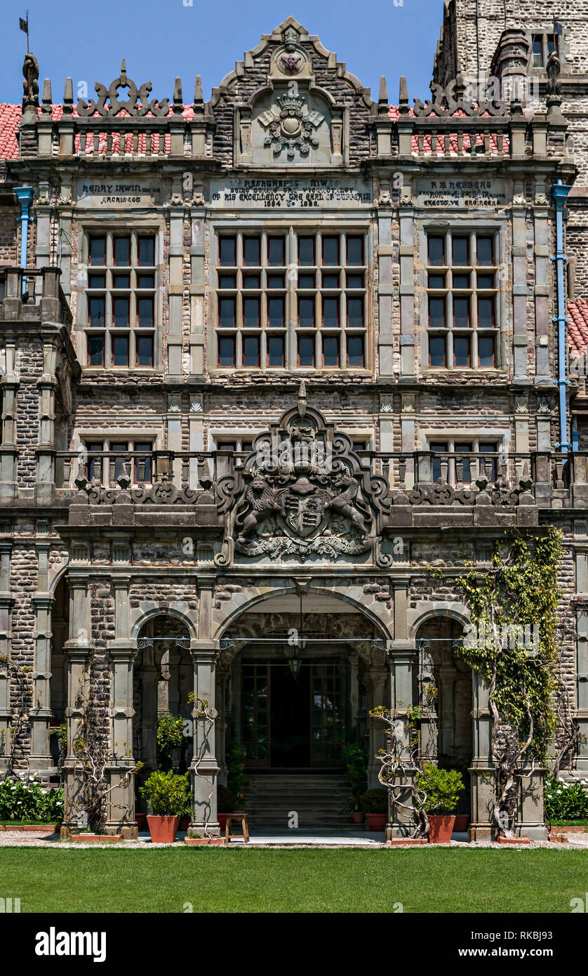 Entrance of Viceregal Lodge showing coat of Arms on the gate. Shimla ...
