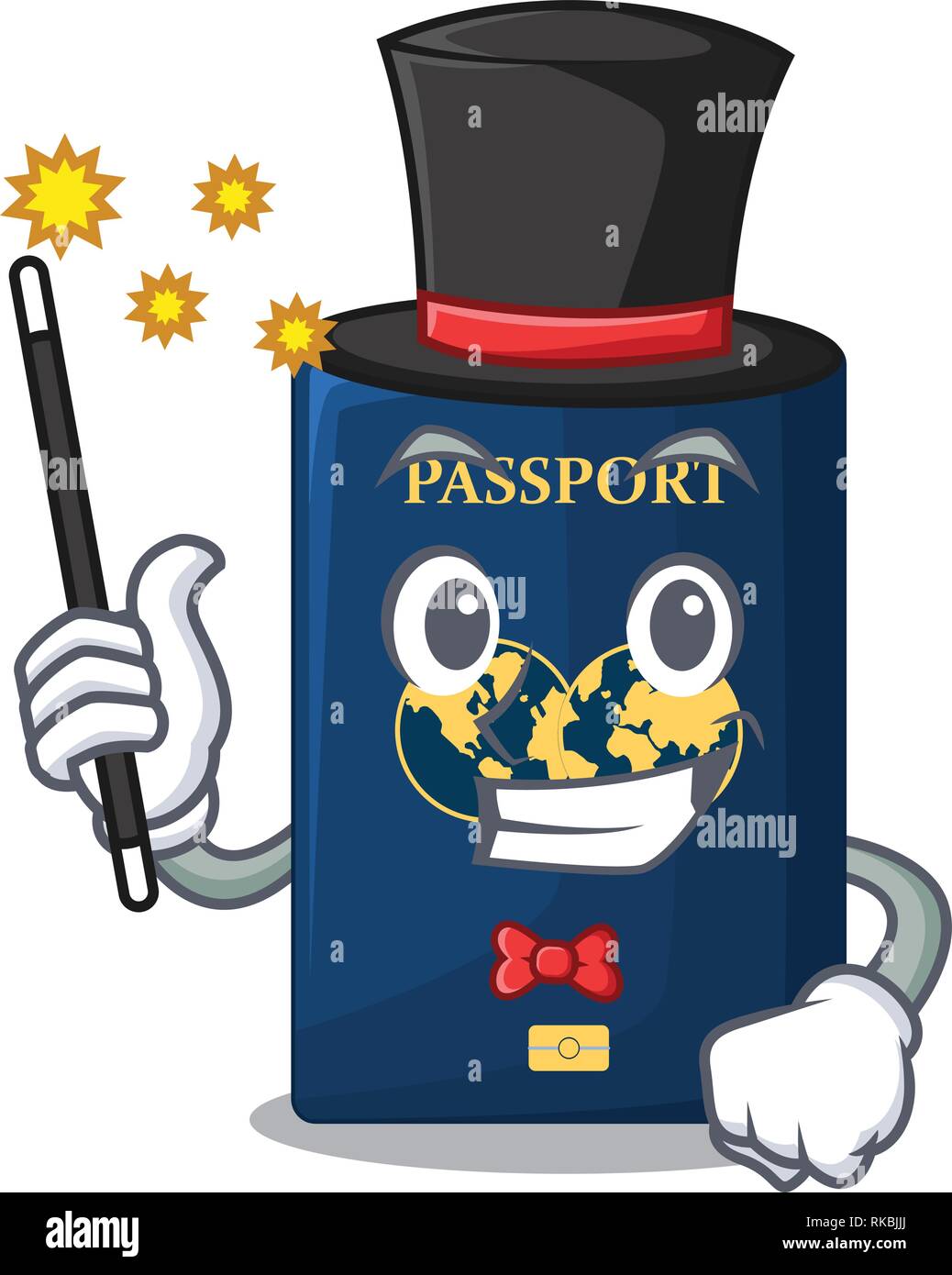 Magician blue passport isolated with the cartoonsillustration vector ...