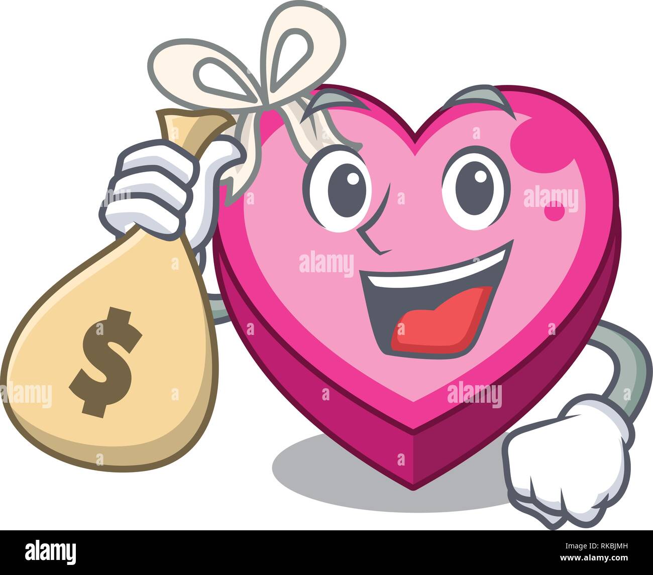 With money bag box heart in shape of mascot vector illustration Stock ...